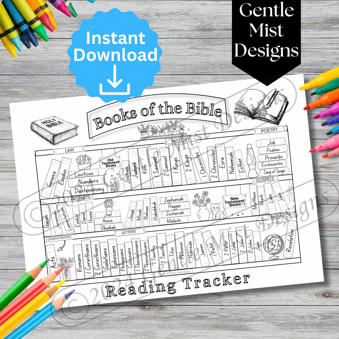 BOOKS of the BIBLE Colouring Page. Reading Tracker Checklist. Fun ...