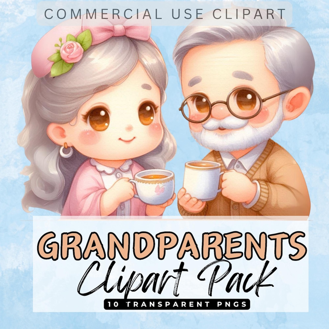Cute GRANDPARENTS Clipart Junk Journal, Grandma & Granddad Card Making ...