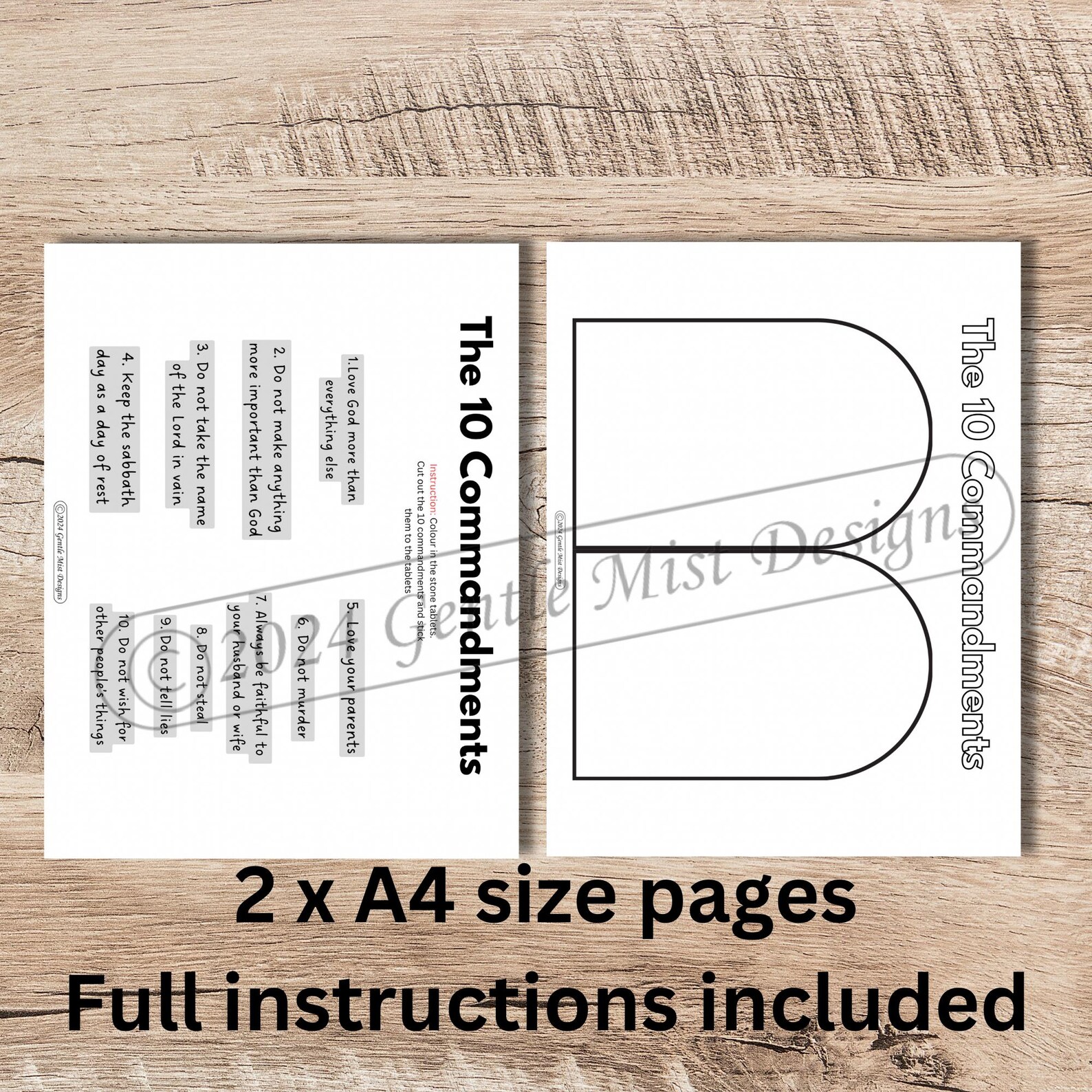 TEN 10 COMMANDMENTS Bible Craft Activity for Kids. Sunday School ...