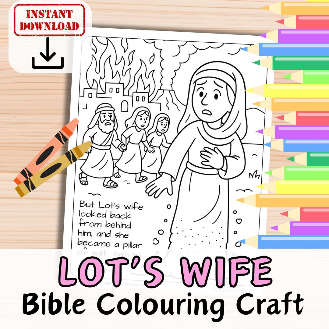 LOT’S WIFE Bible Verse Coloring in Sheet Activity for Kids, Youth ...