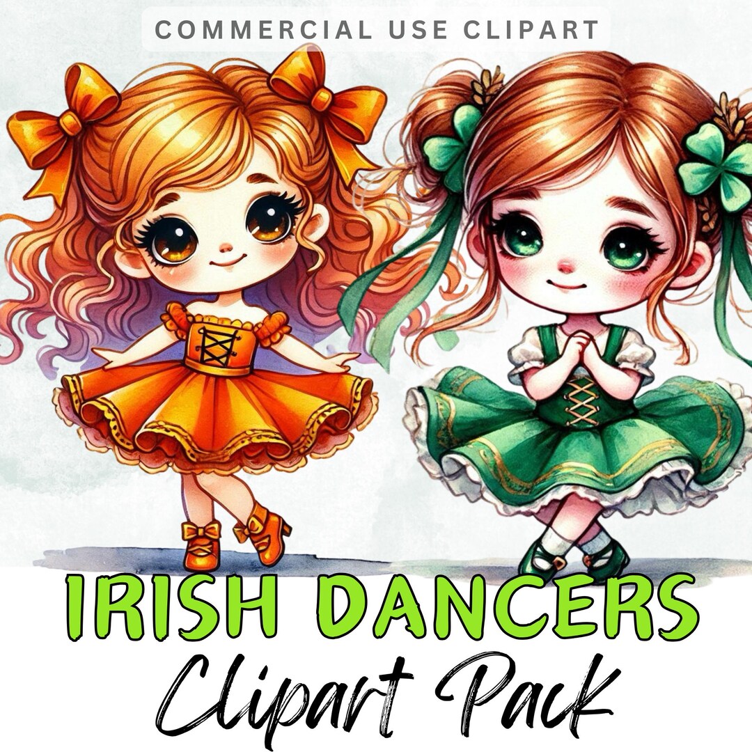 Cute IRISH DANCERS Clipart Junk Journal Card Making Images High Quality ...