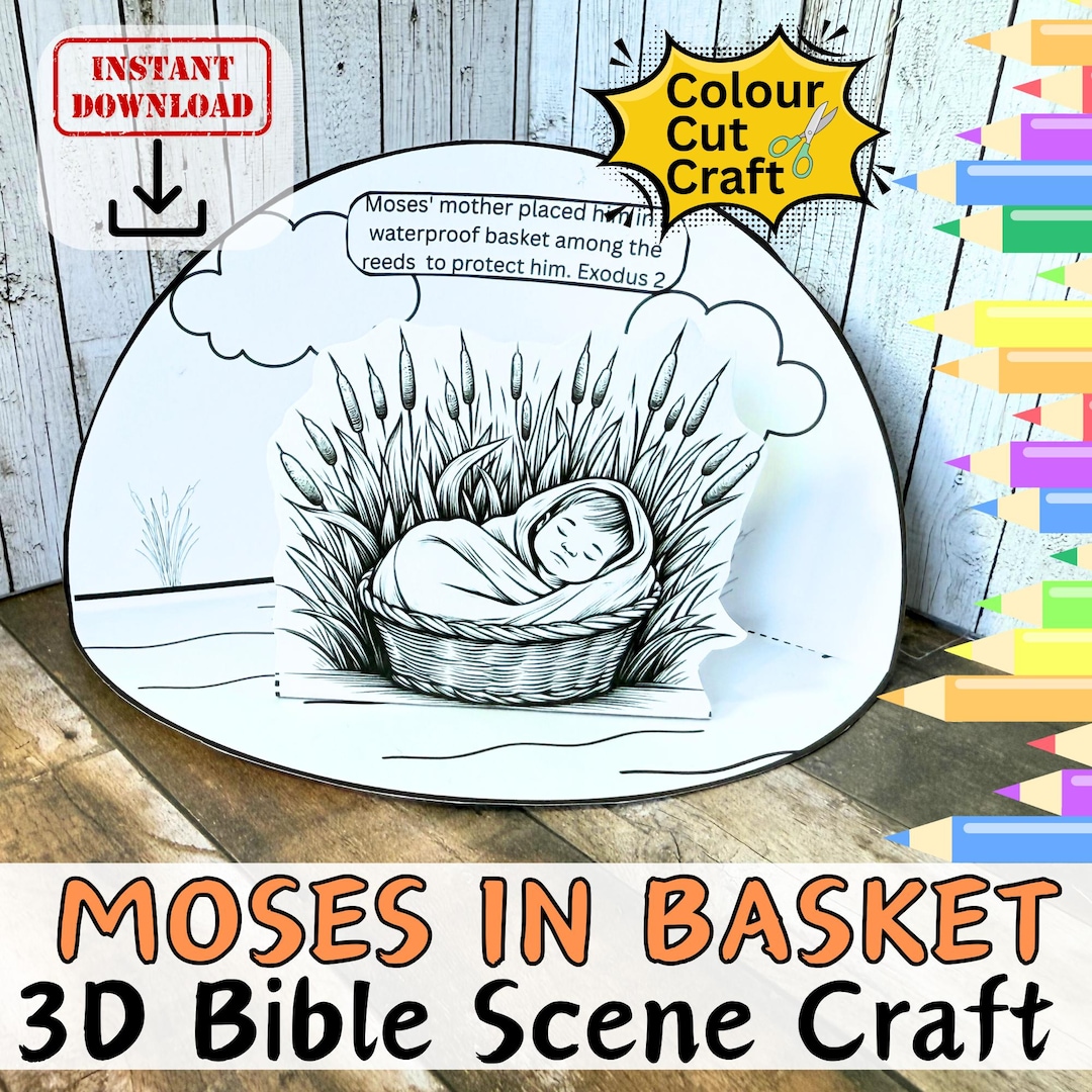 MOSES BABY in the BASKET Bible Story 3D Scene Paper Craft for Kids ...