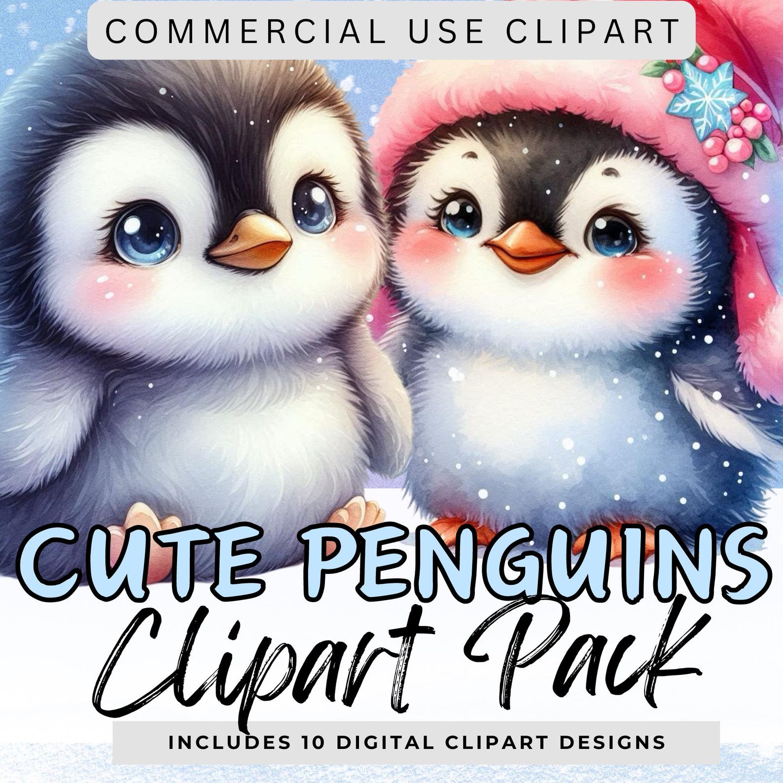 CUTE PENGUINS Clipart. Junk Journal Card Making Graphics High Quality ...