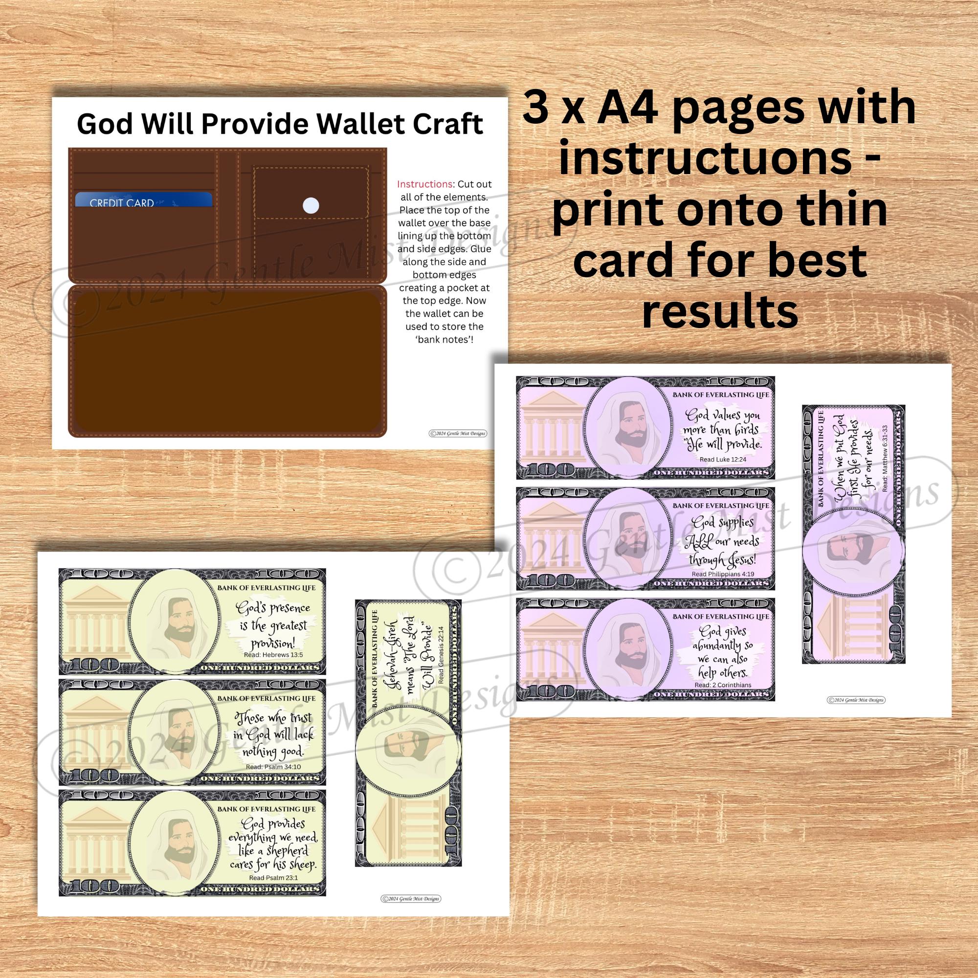 GOD WILL PROVIDE Cute Wallet & Money Paper Craft Activity for Kids ...