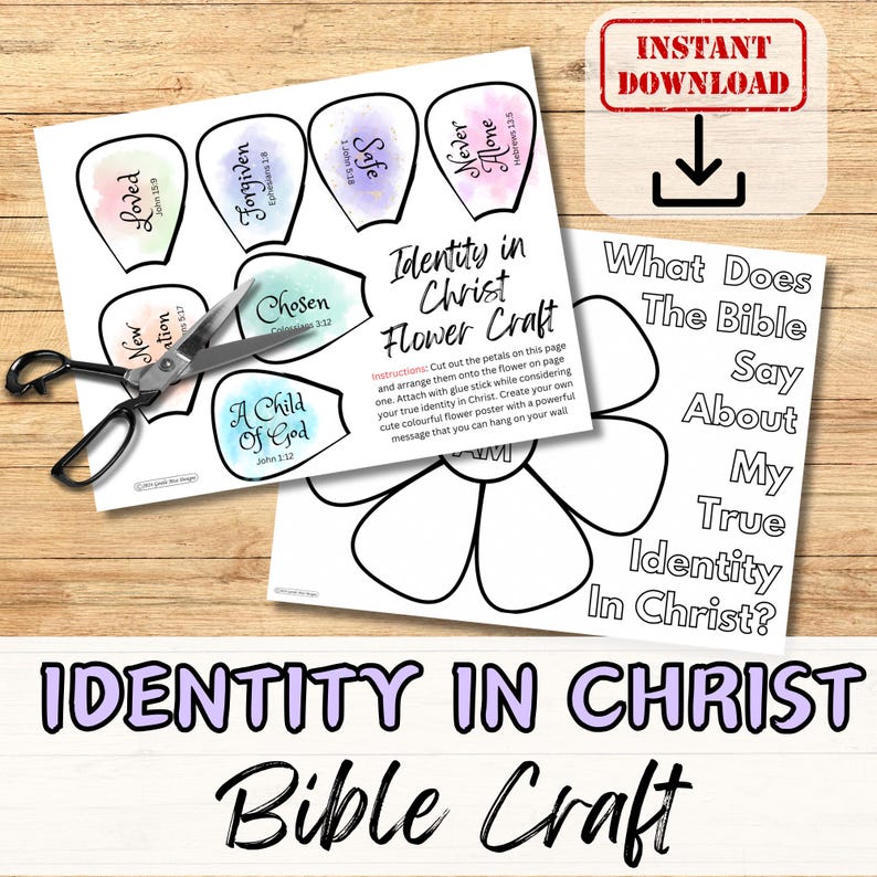 IDENTITY in CHRIST FLOWER Bible Paper Craft Activity for Kids. Sunday ...