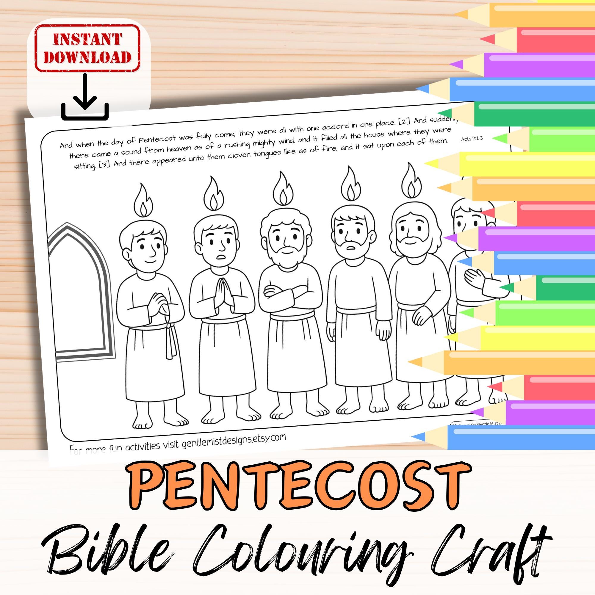 PENTECOST Disciples Holy Spirit Bible Verse Coloring in Sheet Activity ...