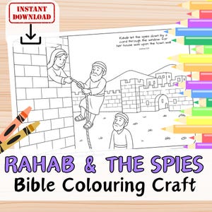 RAHAB & THE SPIES Bible Verse Coloring in Sheet Activity for Kids ...