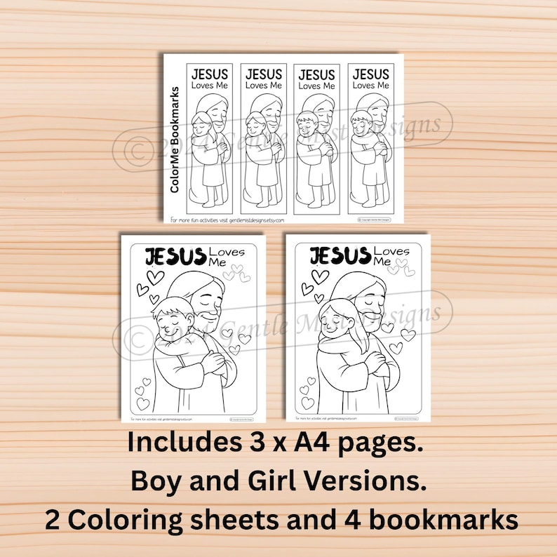 JESUS LOVES ME Bible Verse Coloring in Sheets & Bookmarks Activity for ...
