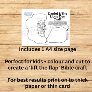 DANIEL & the LIONS DEN Bible Story Lift the Flap Paper Craft for Kids ...