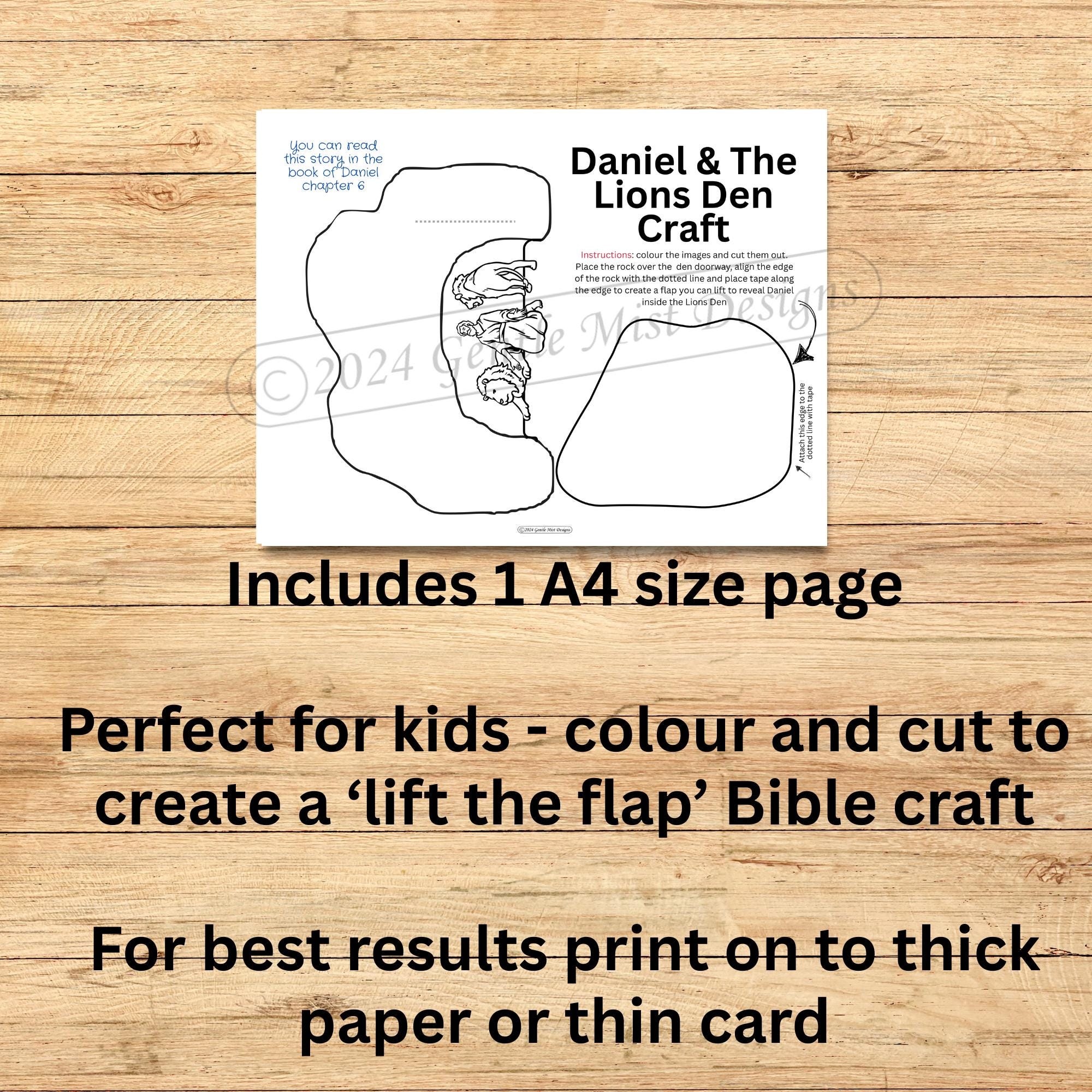 DANIEL & the LIONS DEN Bible Story Lift the Flap Paper Craft for Kids ...