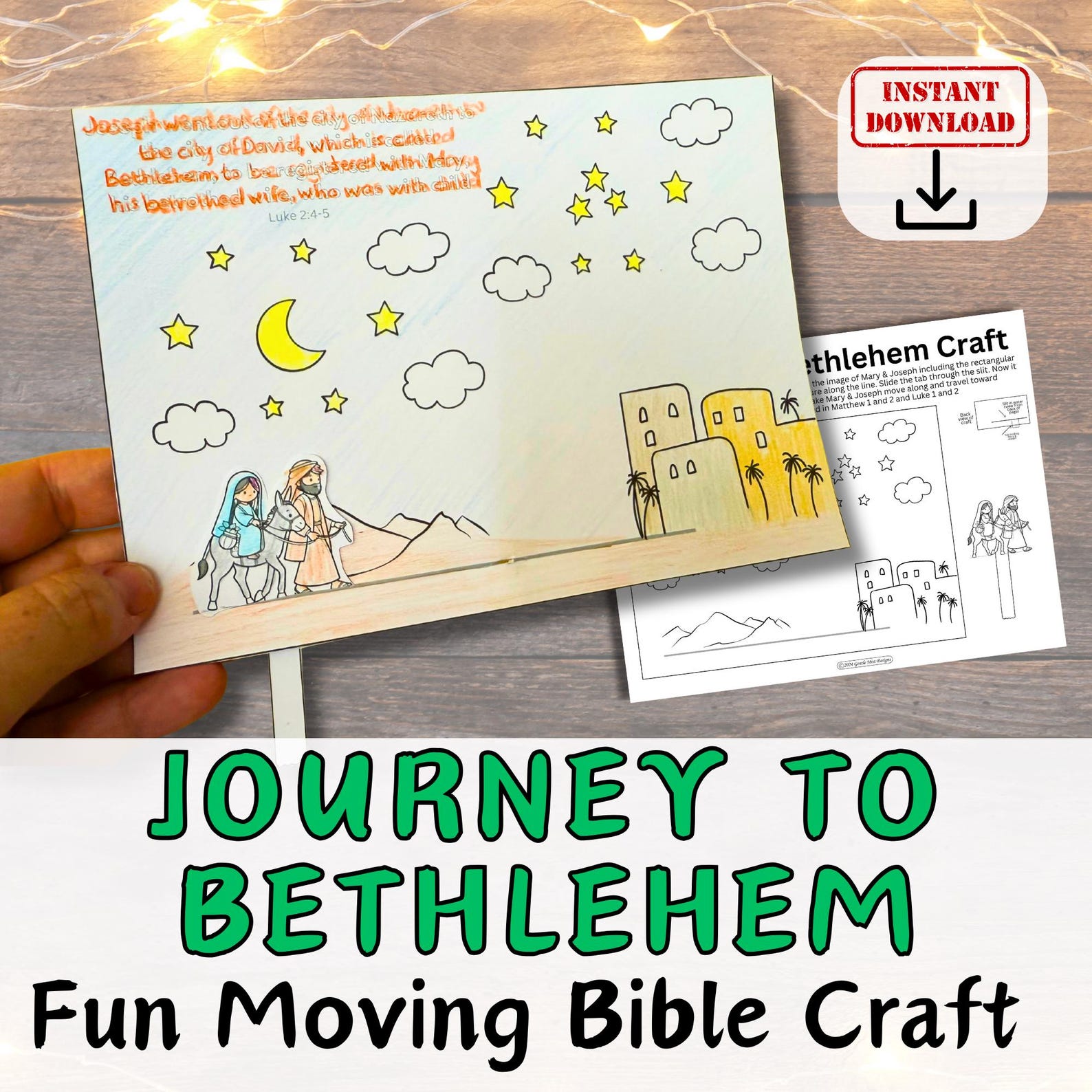 JOURNEY TO BETHLEHEM Bible Story Craft Activity for Kids. Sunday School ...