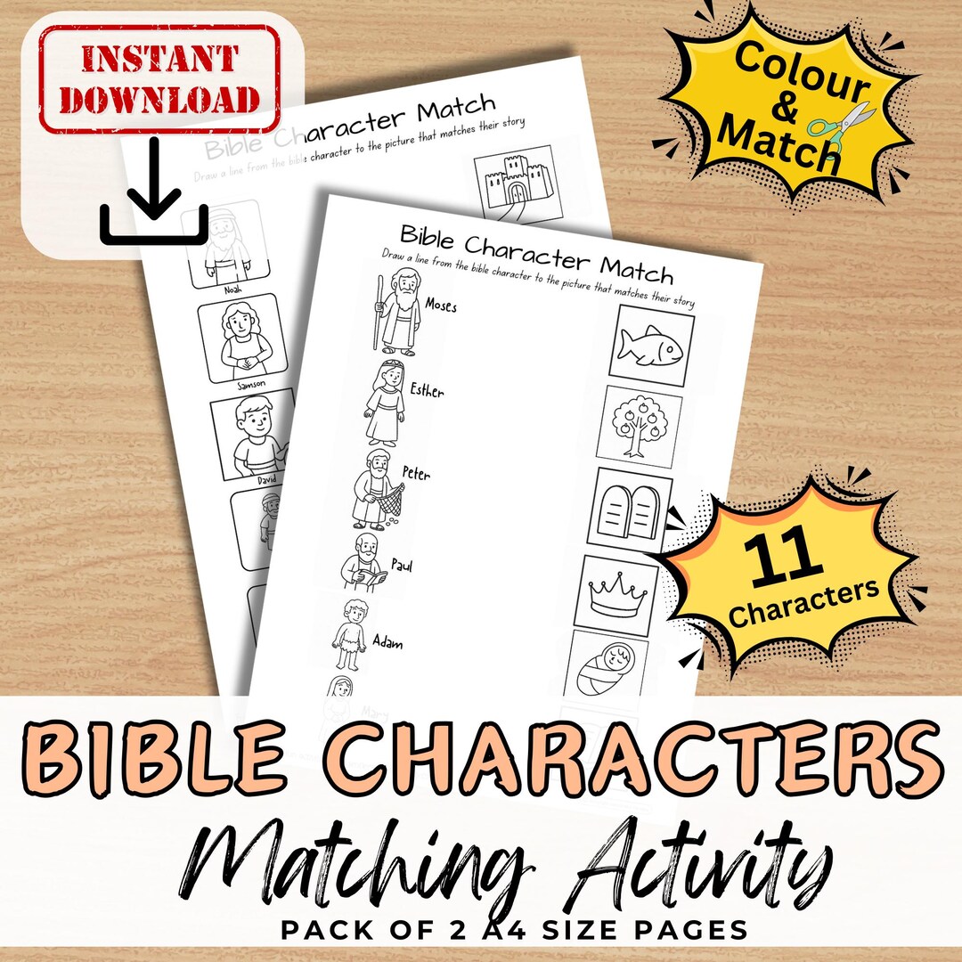 CUTE KIDS BIBLE Character & Story Matching Activity Game for Kids ...