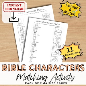 CUTE KIDS BIBLE Character & Story Matching Activity Game for Kids ...