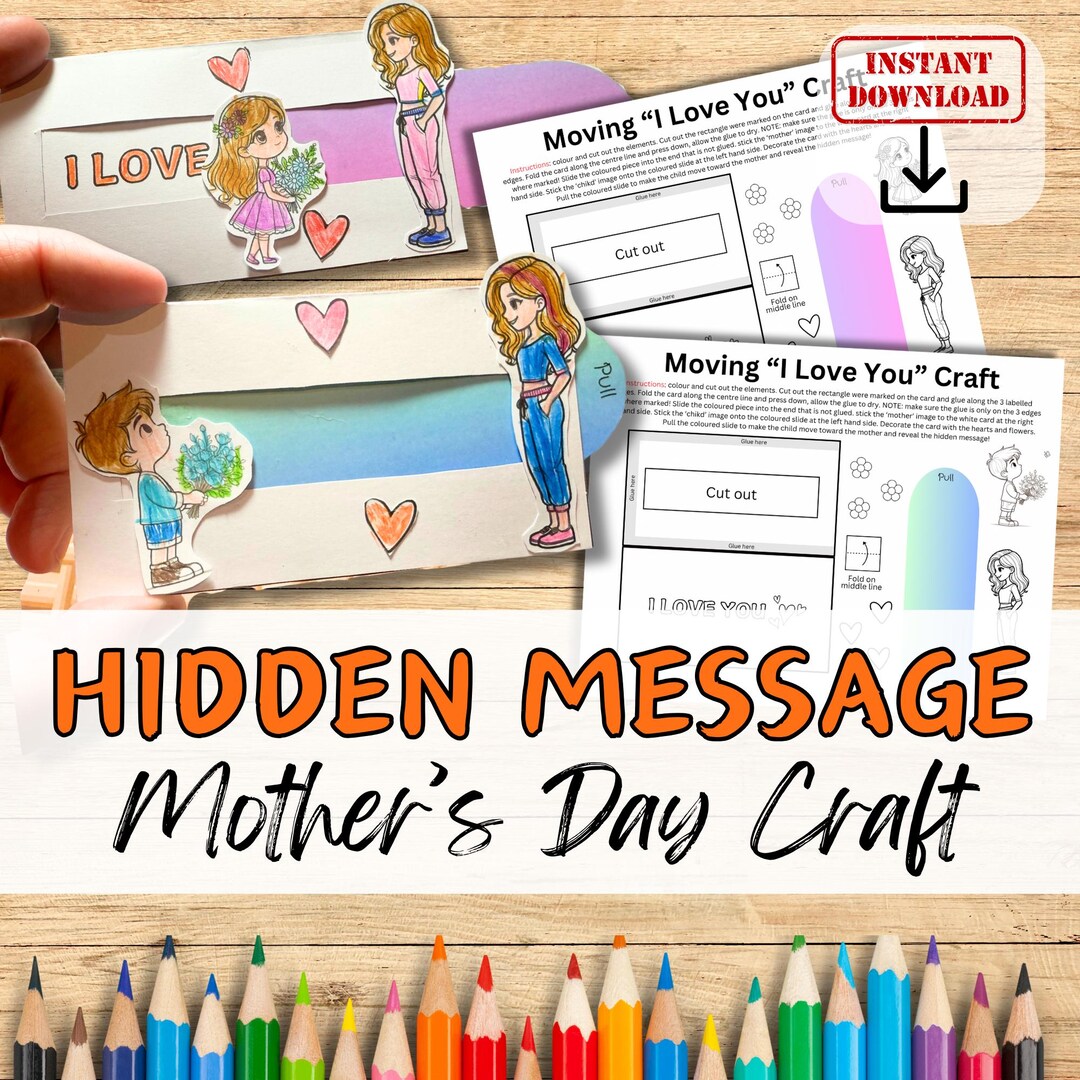 Hidden Message - I Love You - MOTHERS DAY Paper Craft Activity for Kids ...