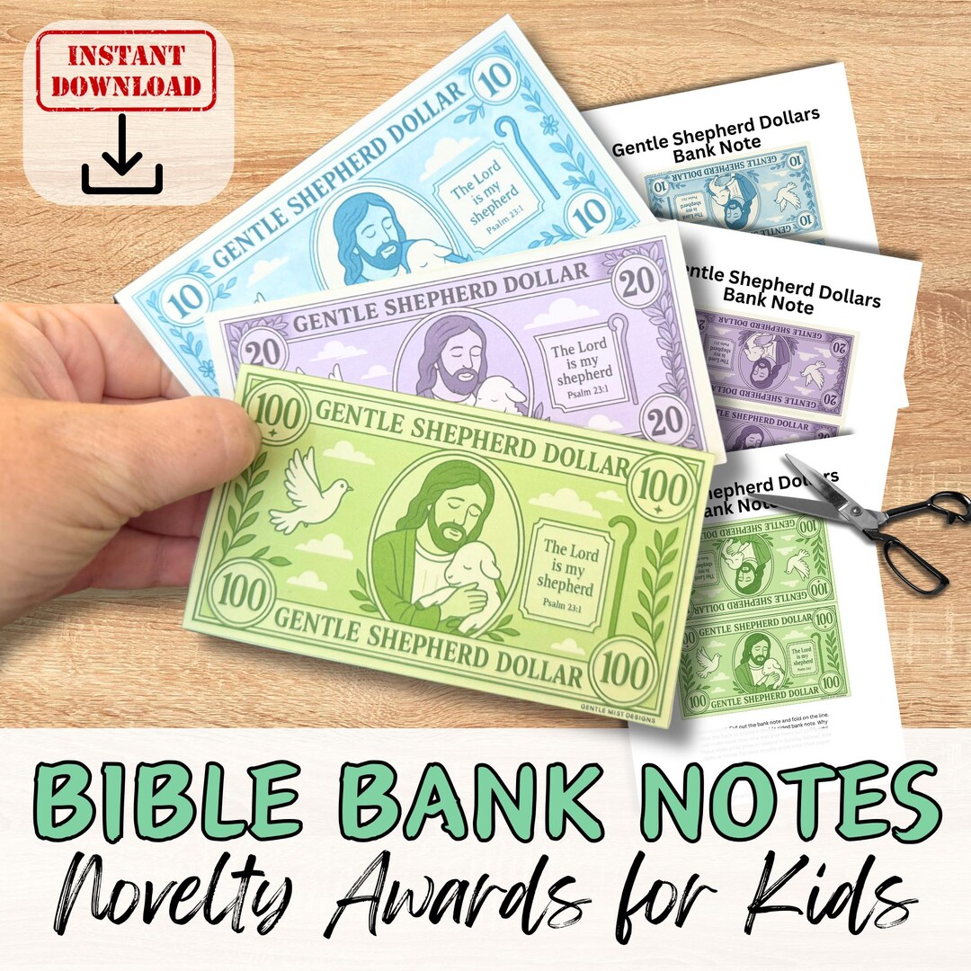 Bible Reward Bucks Printable Christian Bank Notes for Kids | Gentle ...