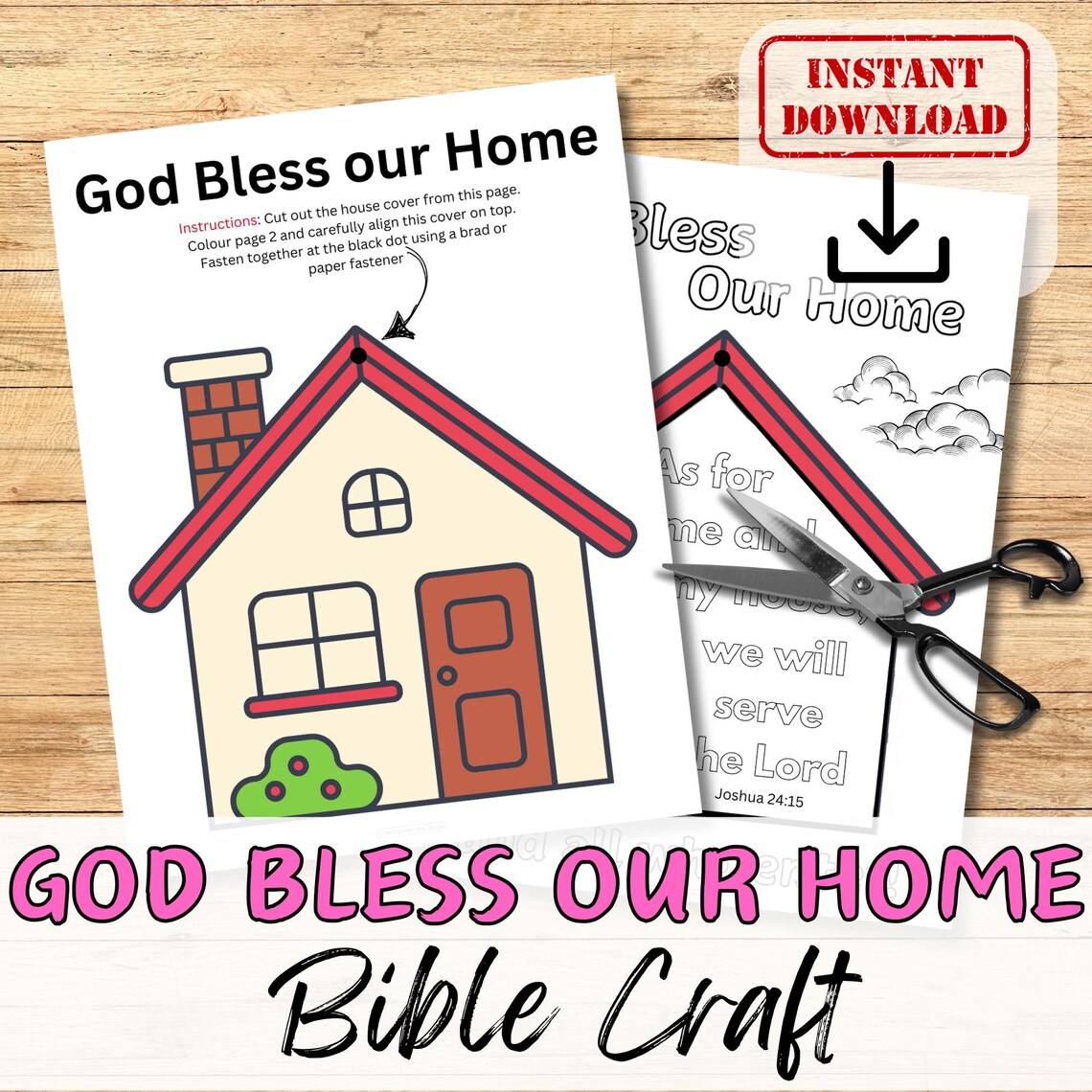 GOD BLESS Our HOME Bible Verse Printable Craft Activity for Kids. We ...