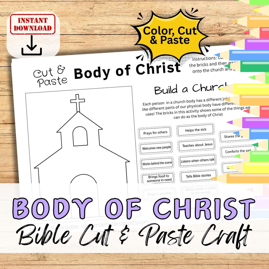 BODY OF CHRIST - Build a Church Bible Craft Activity for Kids Printable ...