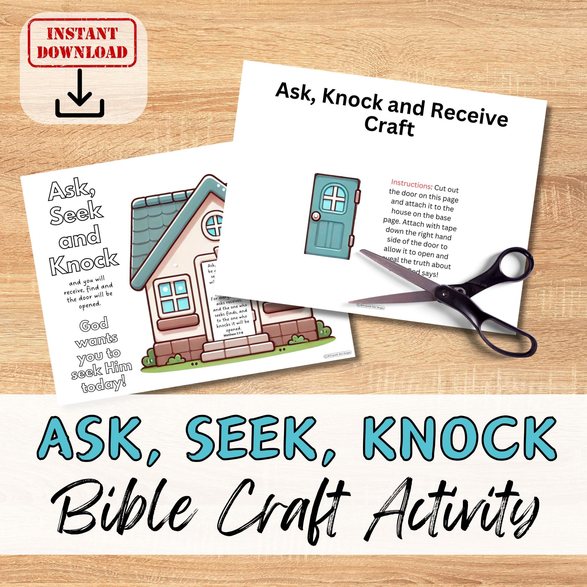 ASK, SEEK, KNOCK Bible Verse Printable Craft Activity for Kids. Sunday ...