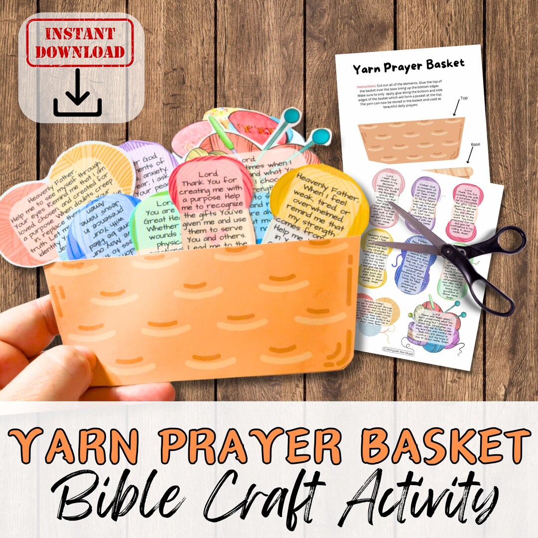 YARN PRAYER BASKET Bible Paper Craft Activity Kit for Adults & Kids ...