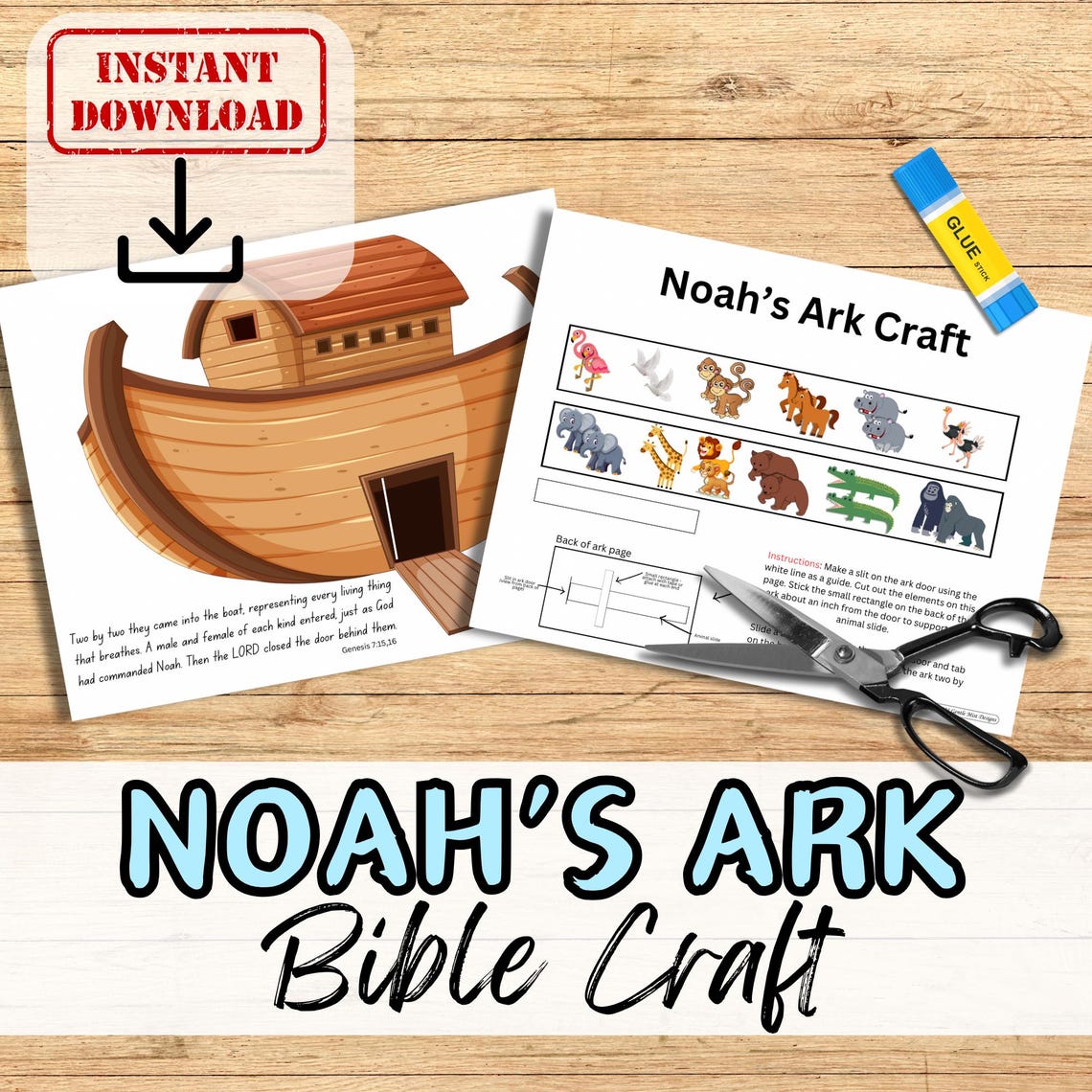 NOAH’S ARK Craft Activity for Kids. Bible Story Based Printable With ...