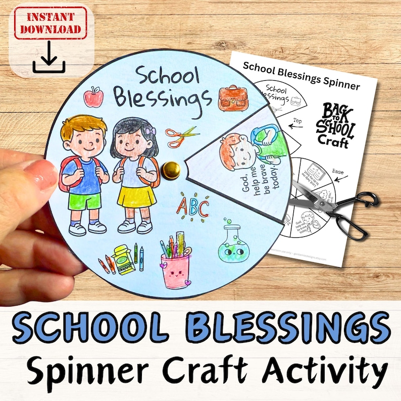 SCHOOL BLESSINGS Bible Spinner Wheel Craft. Sunday School Activity for ...