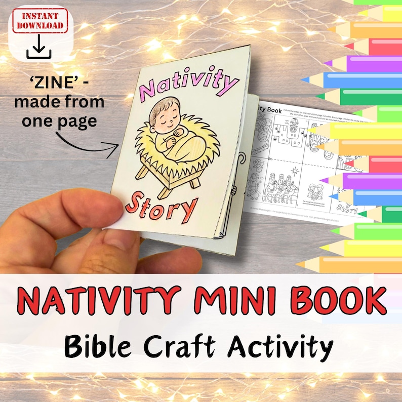 NATIVITY MINI BOOK Printable | One Page Christmas Zine Craft Activity ...