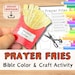 PRAYER FRIES Bible Coloring Sheet Craft Activity Kit for Kids. Sunday ...