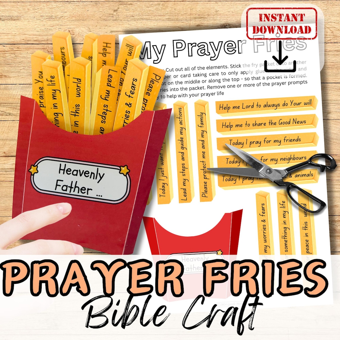 PRAYER FRIES Bible Paper Craft Activity Kit for Kids. Sunday School ...