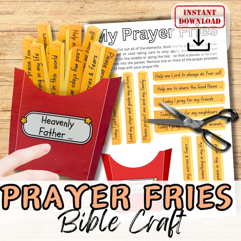 PRAYER FRIES Bible Paper Craft Activity Kit for Kids. Sunday School ...