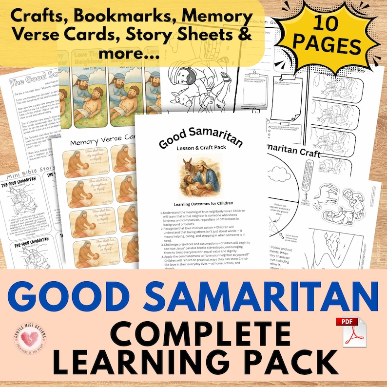THE GOOD SAMARITAN Bible Story Complete Learning Pack for Kids ...