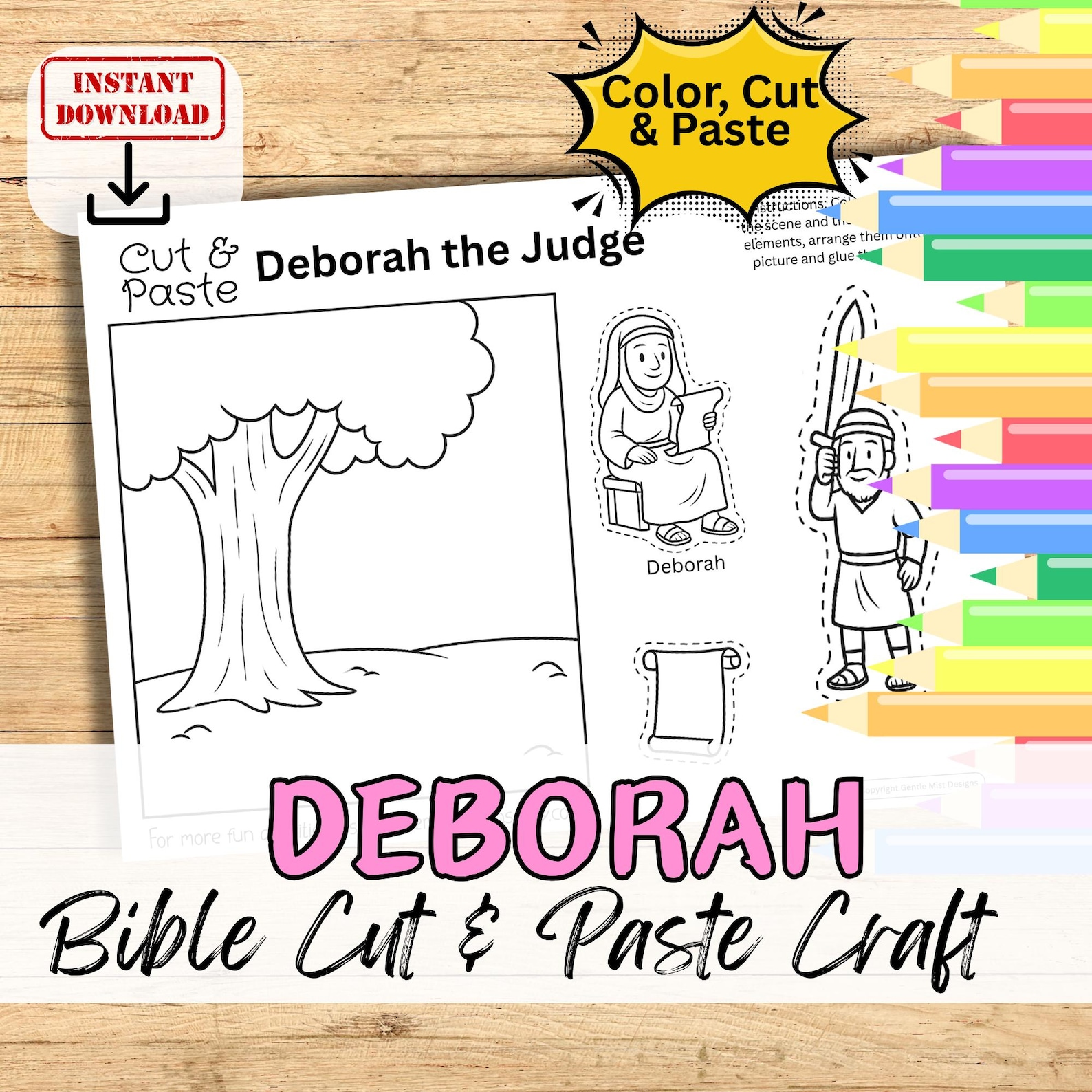 DEBORAH the JUDGE Bible Story Paper Craft Activity for Kids. Printable ...