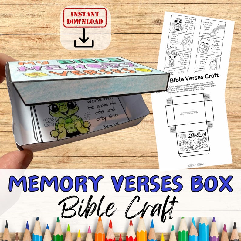 DIY Box of MEMORY VERSES Bible Paper Craft Activity Kit for Kids ...