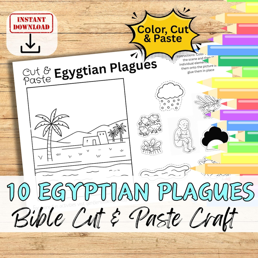 10 EGYPTIAN PLAGUES Bible Paper Craft Activity for Kids Printable Diy ...