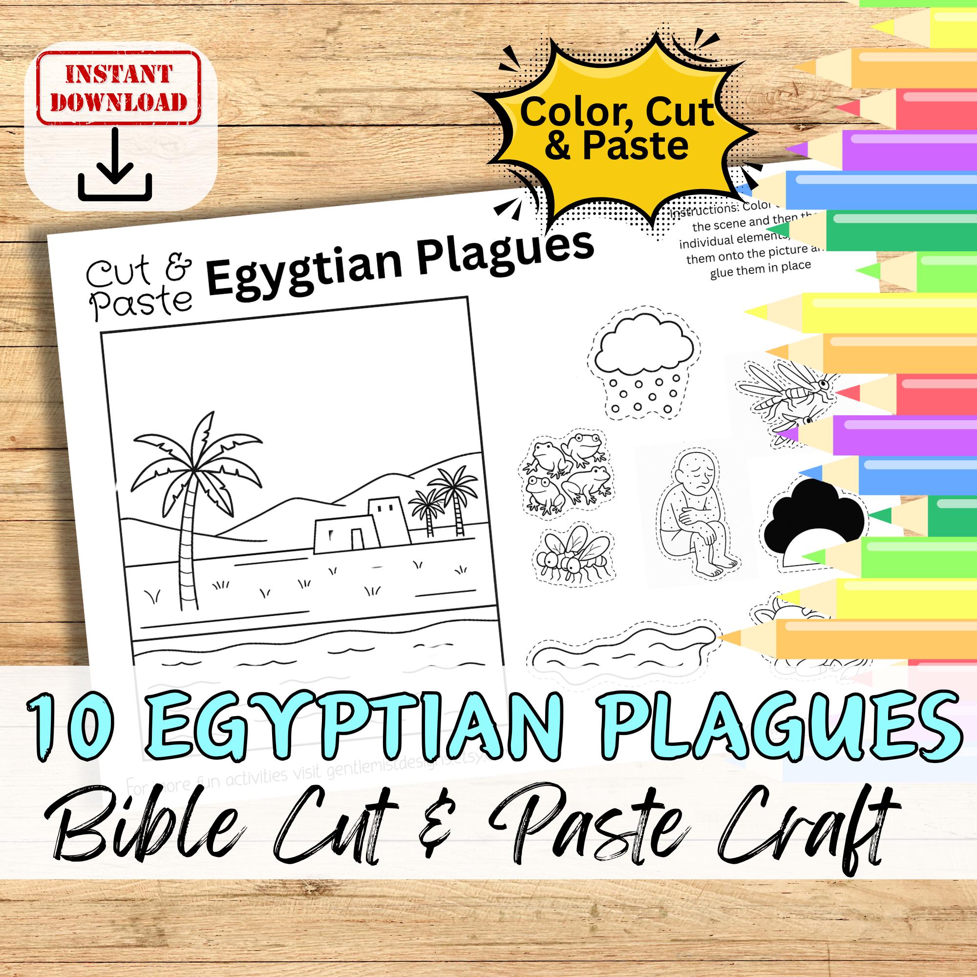 10 EGYPTIAN PLAGUES Bible Paper Craft Activity for Kids Printable Diy ...