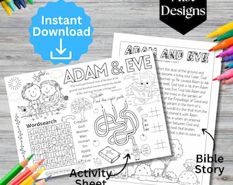 Bible Story Coloring Pages Activity the Story of Adam & Eve Christian ...