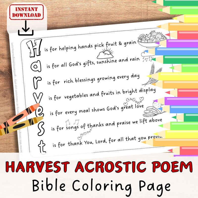 Harvest Poems for Kids - Etsy UK