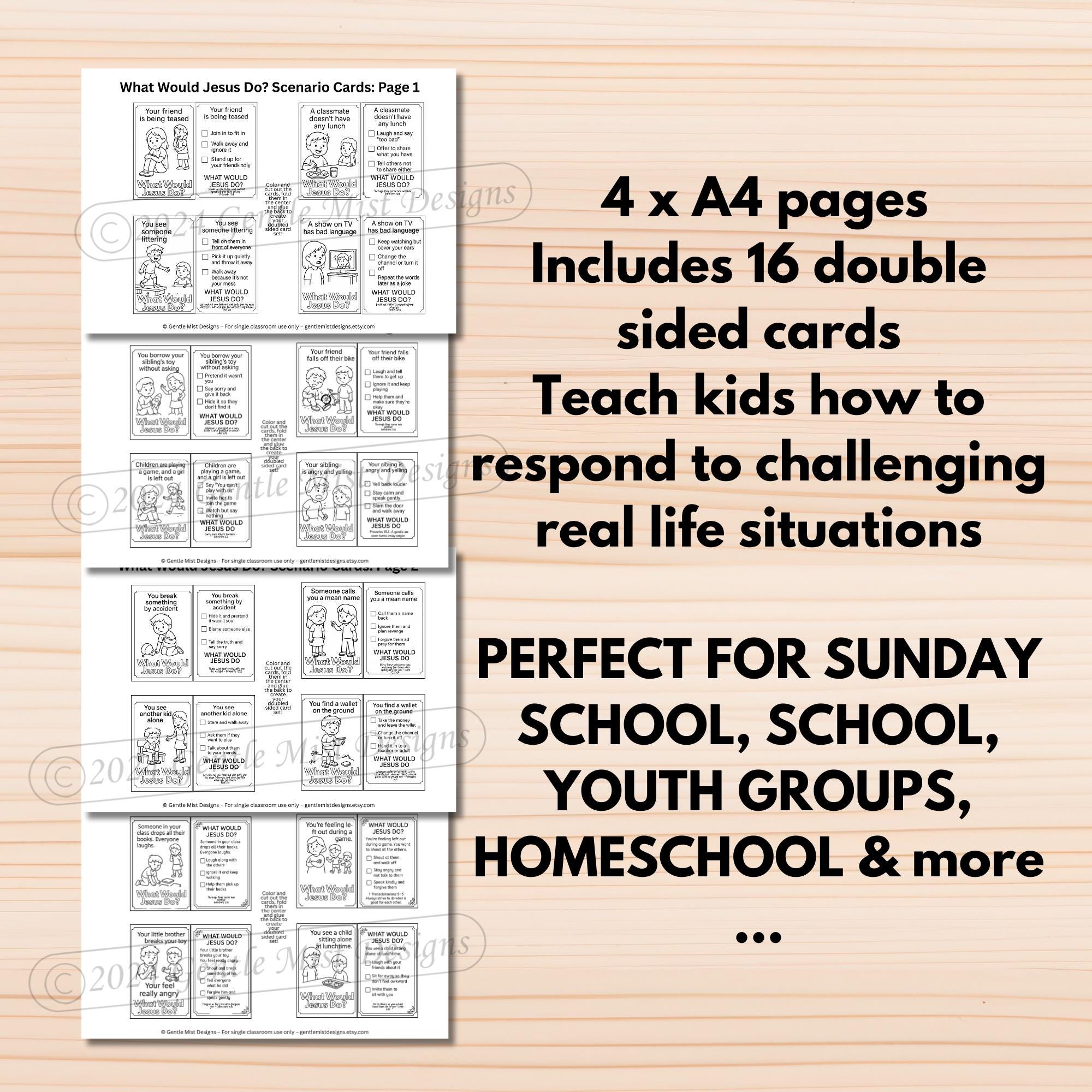 What Would Jesus Do? Bible Activity Cards for Kids | Printable WWJD ...