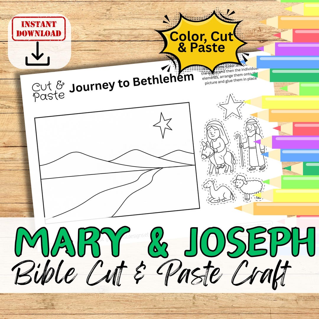 JOURNEY to BETHLEHEM Nativity Bible Paper Craft Activity for Kids. Mary ...