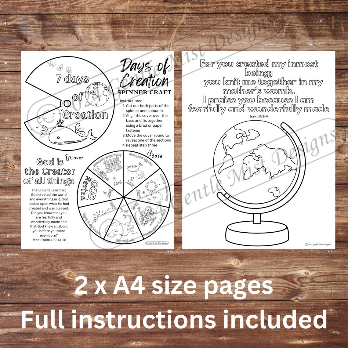 7 DAYS of CREATION Bible Spinner Craft. Bible Verse Sunday School ...