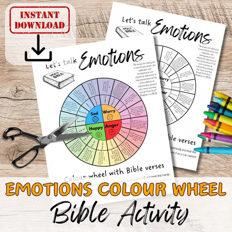 BIBLE Based EMOTIONS Colour Wheel Activity. Bible Verses for Mental ...