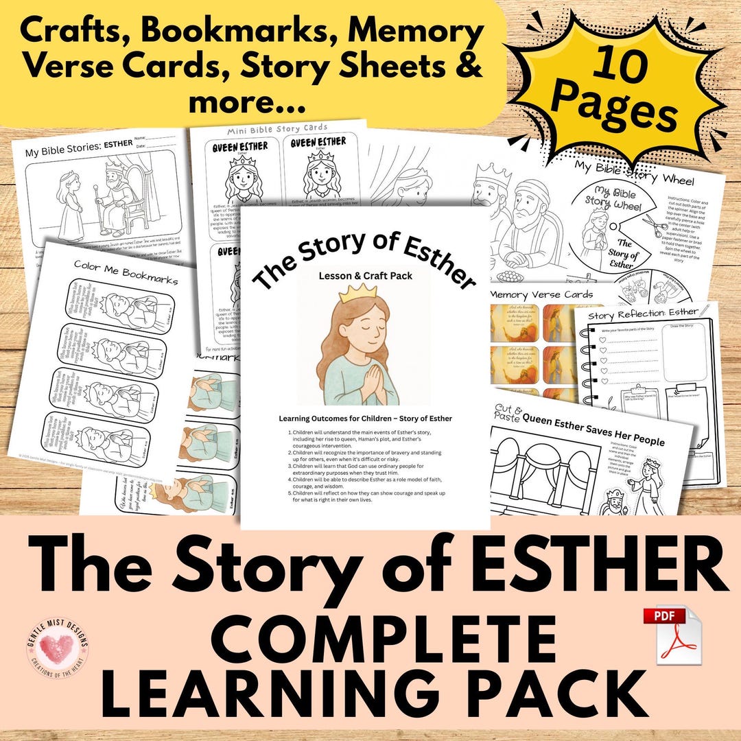 QUEEN ESTHER Bible Story Complete Learning Pack for Kids. Printable ...