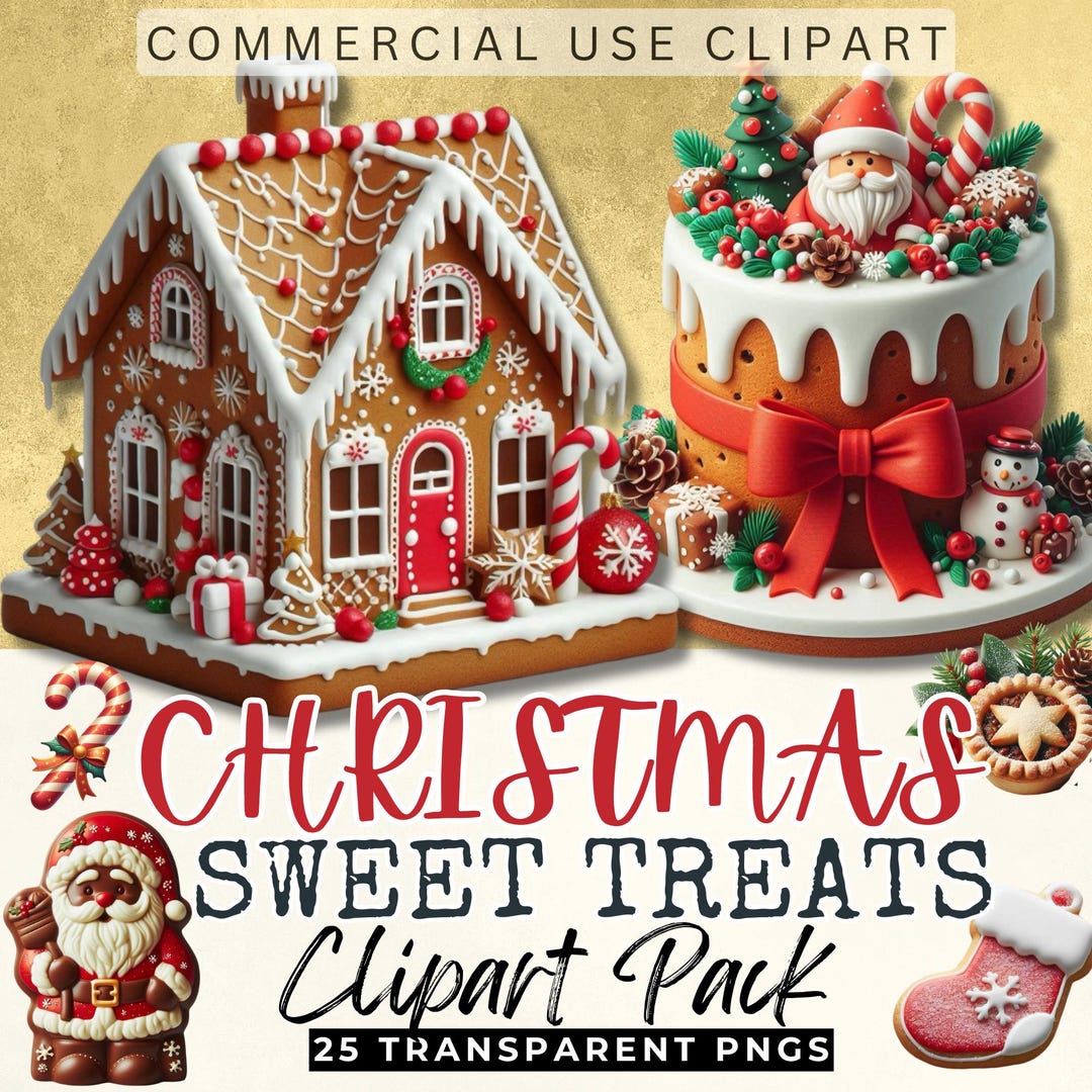Christmas SWEET TREATS Clipart Pack. Festive Junk Journal Card Making ...