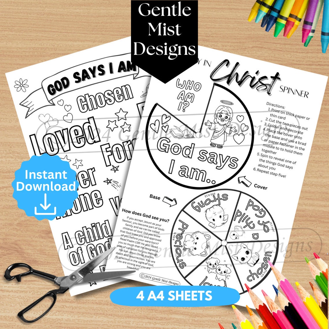 IDENTITY IN CHRIST Spinner Craft. Bible Verse Sunday School Activity ...