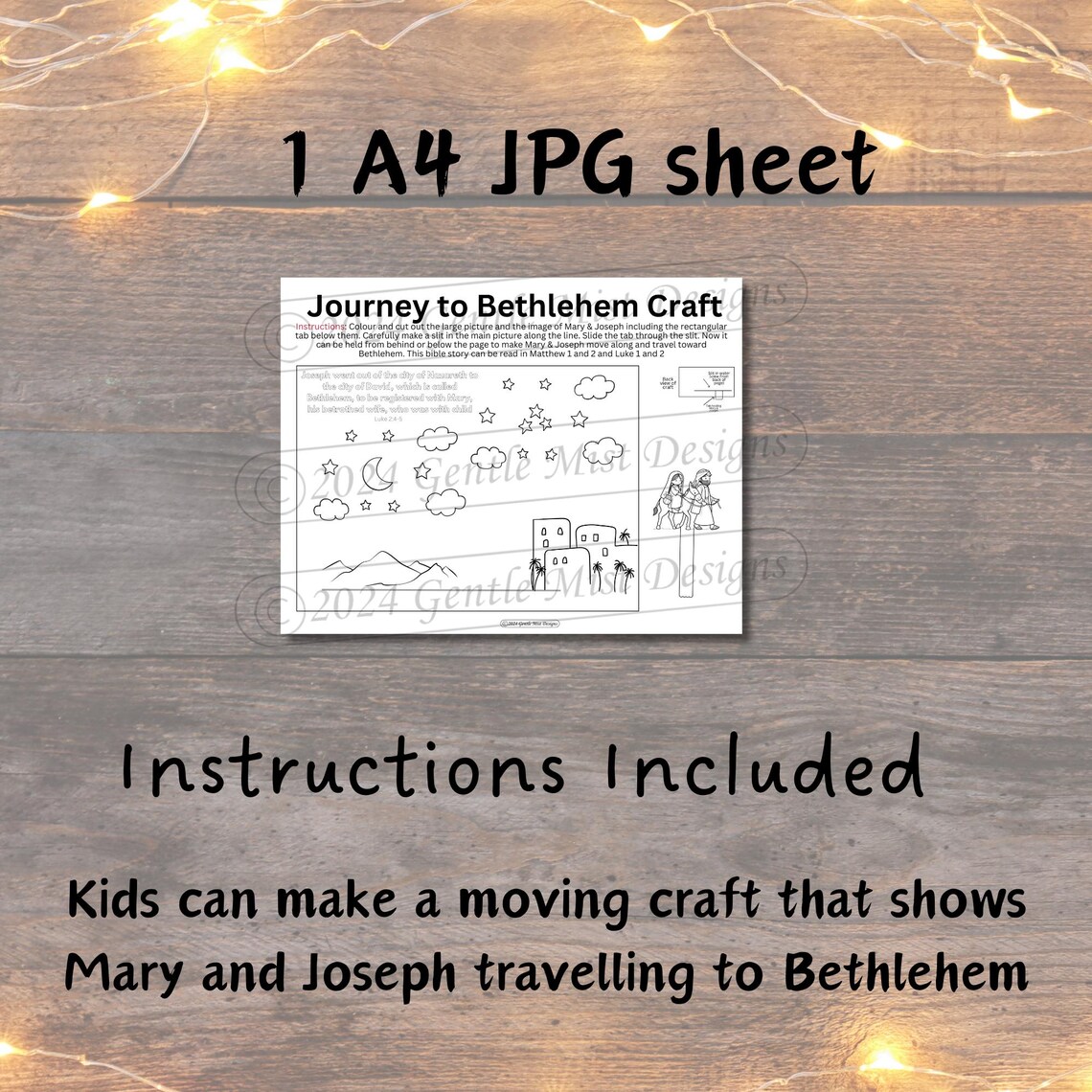 JOURNEY TO BETHLEHEM Bible Story Craft Activity for Kids. Sunday School ...