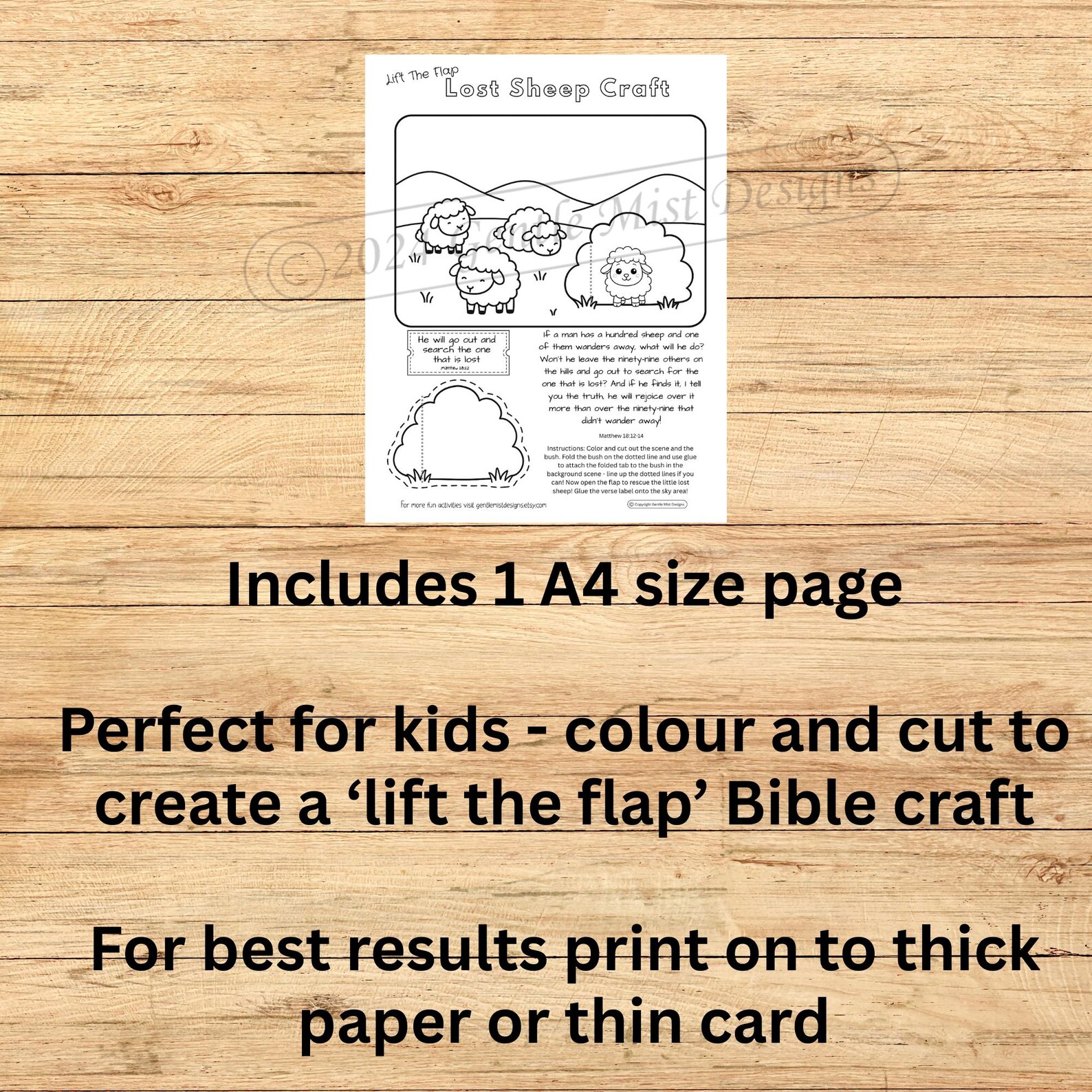 THE LOST SHEEP Bible Story Lift the Flap Paper Craft for Kids Sunday ...