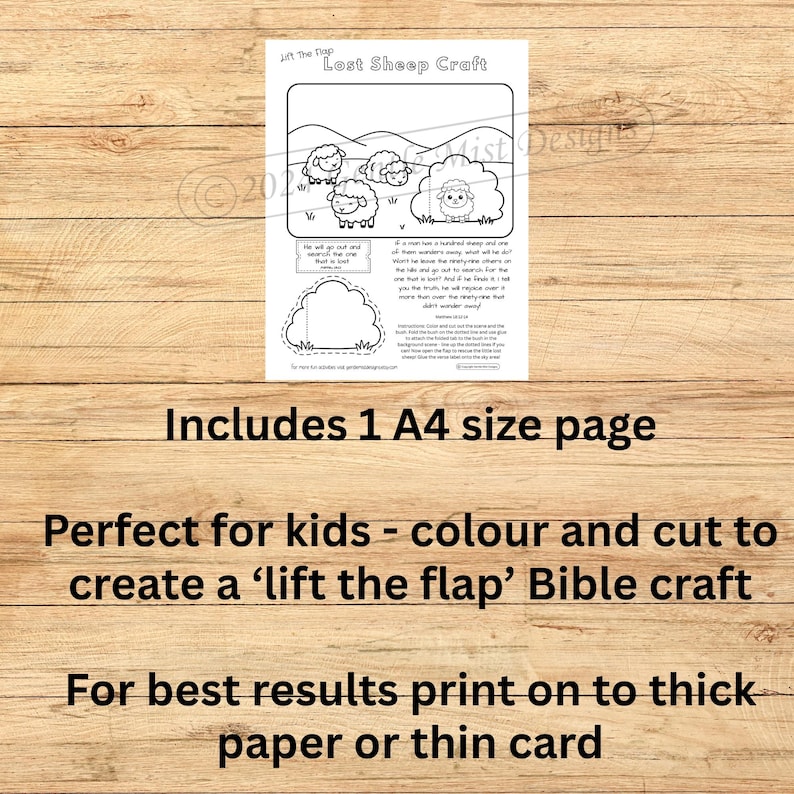THE LOST SHEEP Bible Story Lift the Flap Paper Craft for Kids Sunday ...