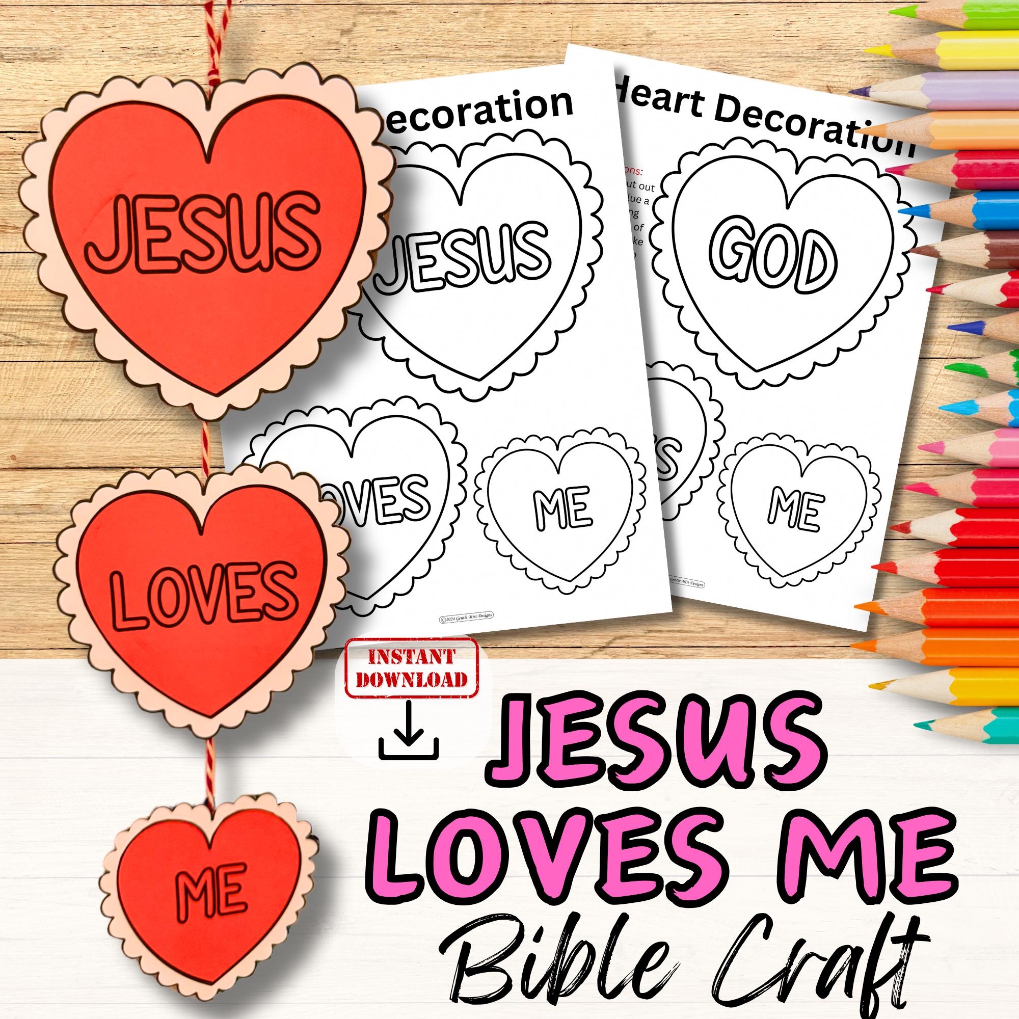 JESUS LOVES ME Hanging Decoration - Bible Paper Craft for Kids. Sunday ...