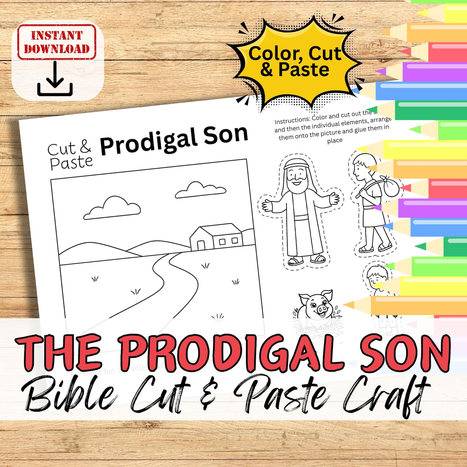 THE PRODIGAL SON Bible Story Paper Craft Activity for Kids. Printable ...
