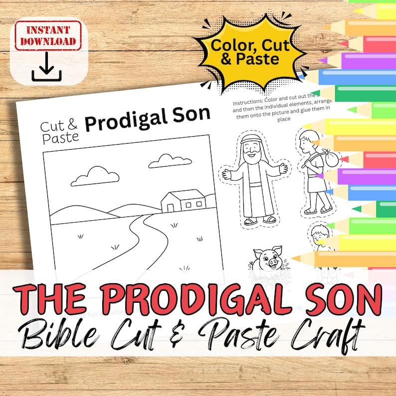THE PRODIGAL SON Bible Story Paper Craft Activity for Kids. Printable ...