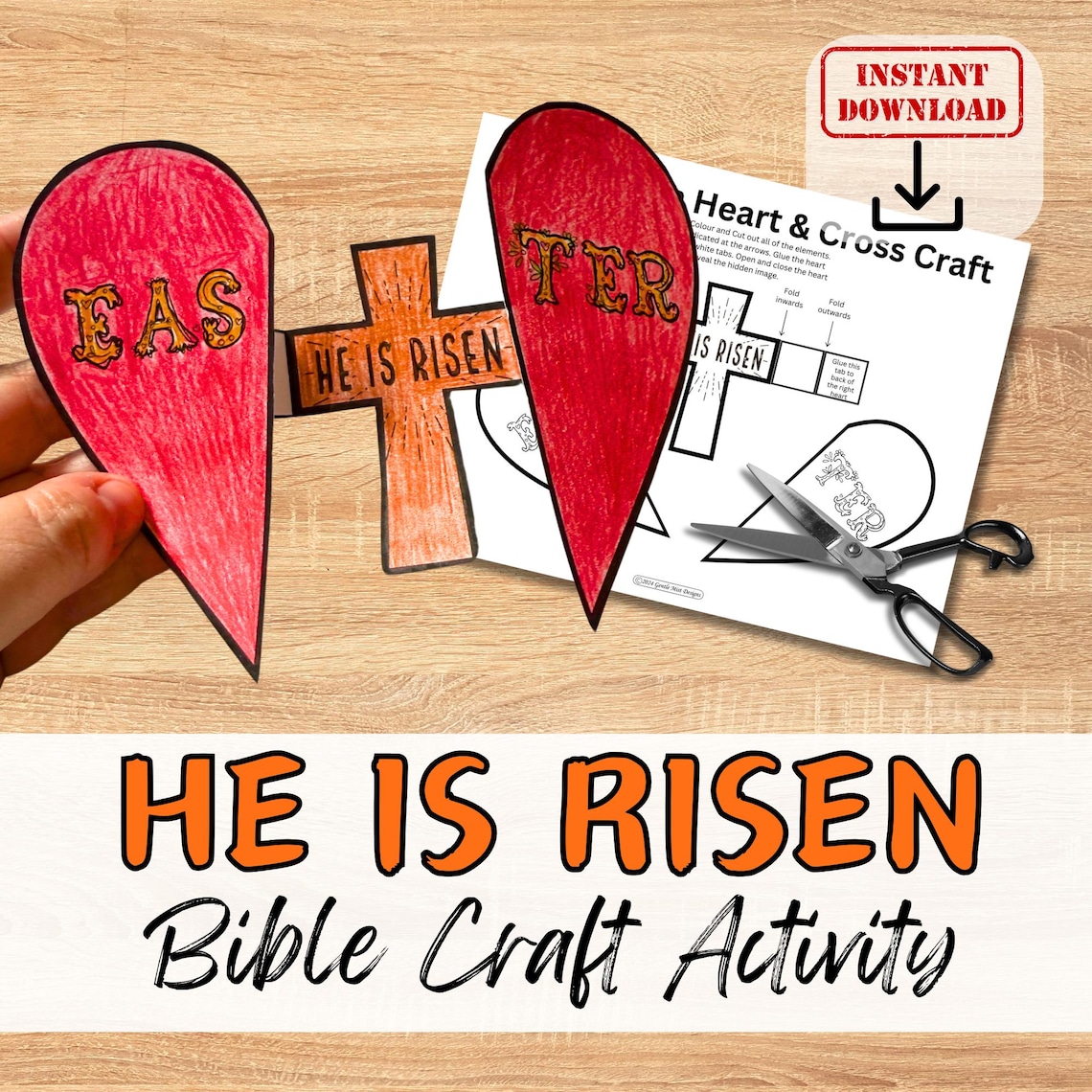 HE IS RISEN Bible Verse Paper Craft Easter Cross Activity for Kids ...